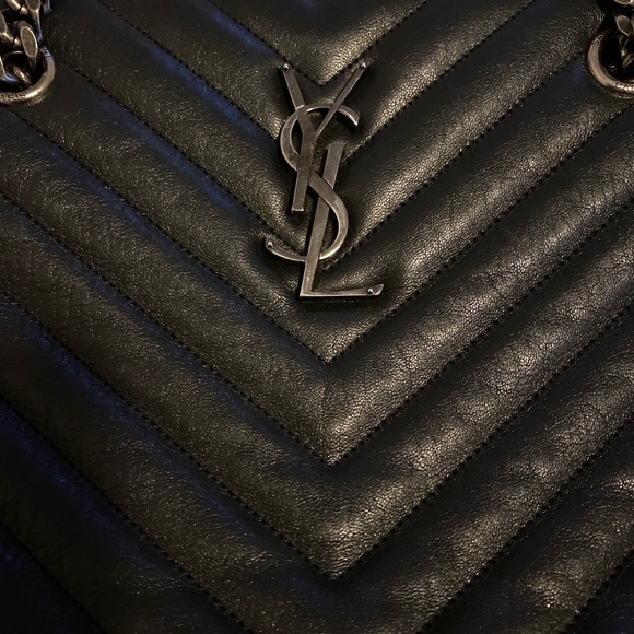 Yves Saint Laurent | Bags | Yves Saint Laurent Monogram Black Leather Tote | Poshmark
